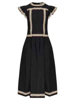Ulla Johnson Ruffled-trim Midi Dress - Black