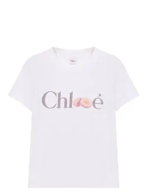Chloé Logo Printed Crewneck T-shirt - White