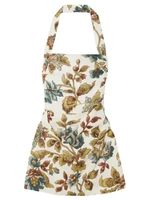 SIR. Floral-print Linen Halterneck Mini Dress - Off White