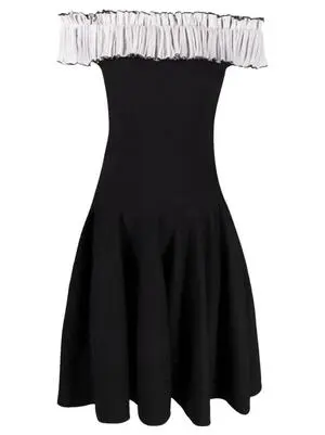 Alexander McQueen Off-shoulder Flared Dress - Black
