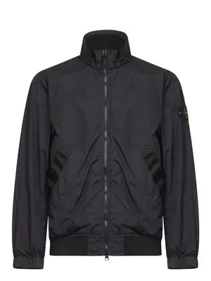 Stone Island Logo Patch Zip-up Jacket - Black