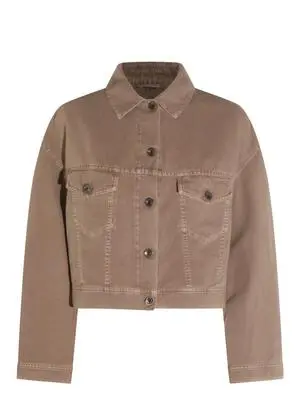 Brunello Cucinelli Cropped Denim Jacket - Brown