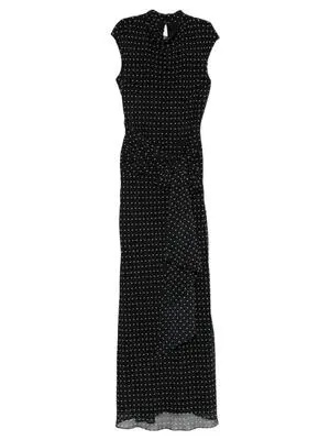 ROTATE BY BIRGER CHRISTENSEN Sleeveless Polka Dot Maxi Dress - Black