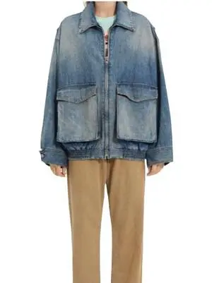 MAISON MARGIELA Zip-up Denim Jacket - Blue