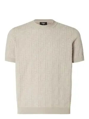 Fendi Ff Selleria Monogram Knitted Sweater - Light Gray