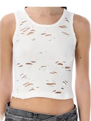 R13 Sleeveless Crew Neck Vest - White