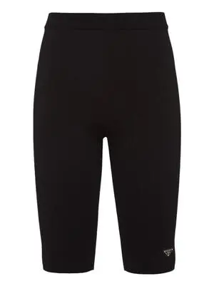 Prada Ribbed Viscose And Wool Bermuda Shorts - Black