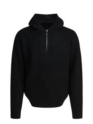 StÜssy Half-zip Ribbed Knit Hoodie - Black