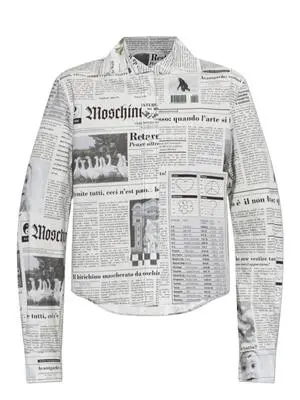 Moschino Long Sleeve Collared Printed Shirt - White