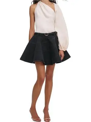 SELF-PORTRAIT Asymmetrical Draped Sleeve Top - Off White