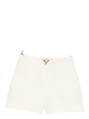 Valentino Garavani Logo Plaque Shorts - Ivory White