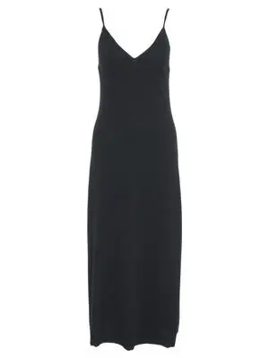 LISA YANG Spaghetti Strap V-neck Midi Dress - Black