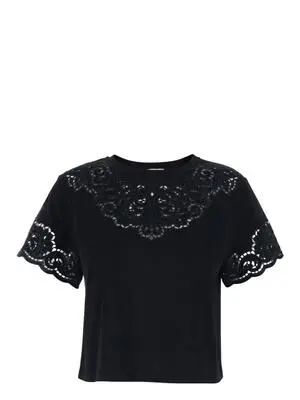 TWINSET Twinset Cropped T-Shirt With Floral Embroidery No
