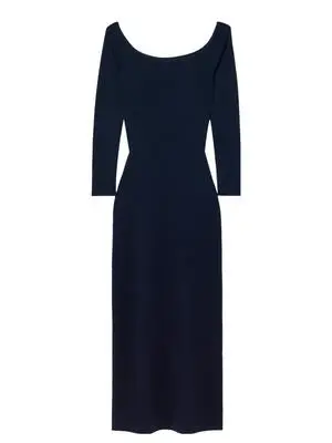 Gabriela Hearst Off-shoulder Long Sleeve Layered Maxi Dress - Navy Blue