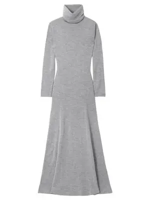 Tove Suzette Wool And Silk-blend Turtleneck Midi Dress - Grey