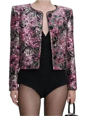 SELF-PORTRAIT Sequined Floral Jacket - Multicolor