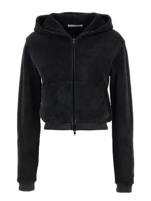 Alexander Wang Zip-up Hooded Sweatshirt - Black