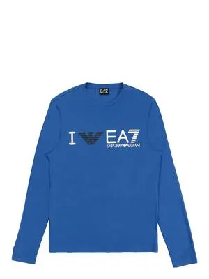 EA7 Logo T-shirt With Round Neck - Blue