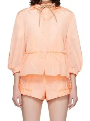 Simone Rocha Ruffled Hooded Jacket - Orange/taupe
