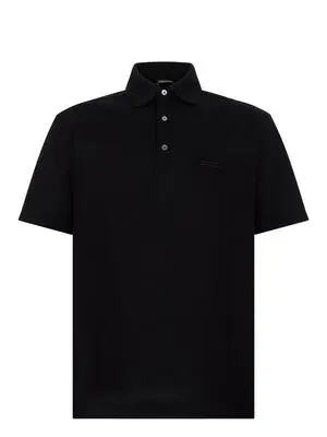 Zegna Classic Collar Short Sleeve Polo Shirt - Black