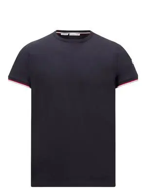 Moncler Striped Trim Crewneck T-shirt - Midnight Blue