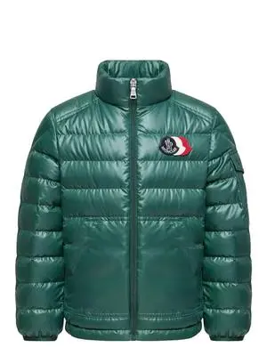 Moncler Bongi Down Jacket With Logo Patch - Leaf Green