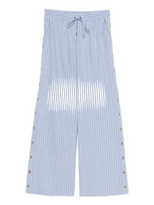 Zimmermann Zimmermann Wide-Leg Striped Button Detailed Trousers Blue