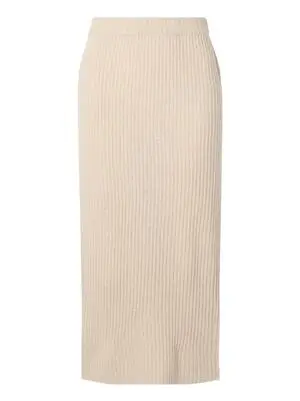 Co Name Ribbed Wool-blend Midi Skirt - Ivory