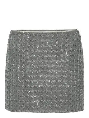 ROTATE BY BIRGER CHRISTENSEN Beaded Grid Mini Skirt - Gray