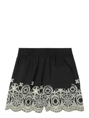 La DoubleJ Embroidered Pull-on Shorts - Black