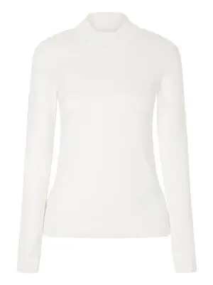 JIL SANDER Ribbed-knit Mock Neck Sweater - White