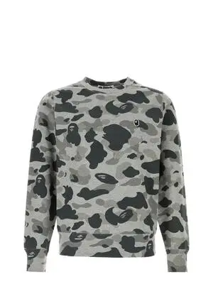 A BATHING APE Camouflage Ape Head Crewneck Sweater - Grey