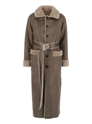 URBANCODE Reversible Faux Fur Belted Coat - Brown