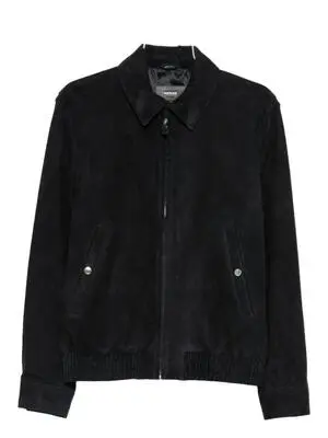 Mackage Suede Zip Bomber Jacket - Navy
