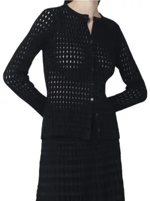 Simkhai Mabel Openwork Knit Cardigan - Black