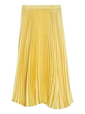 JIL SANDER Pleated Technical Twill Midi Skirt - Light Yellow