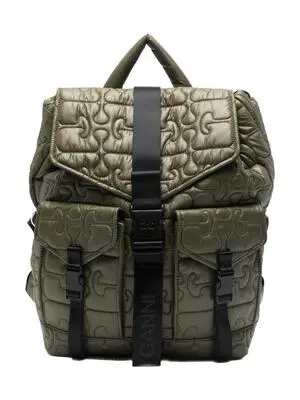 GANNI Quilted Backpack - Green