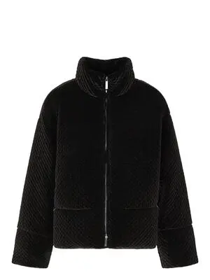 Emporio Armani Velvet Waffle-effect Zip-up Jacket - Black