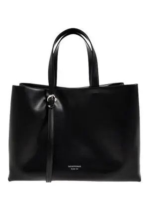 Emporio Armani Leather Tote Bag With Buckled Handles - Black