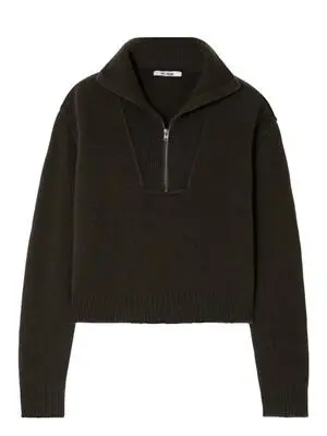 RE/DONE Re/Done Frayed Wool And Cashmere-Blend Half-Zip Sweater