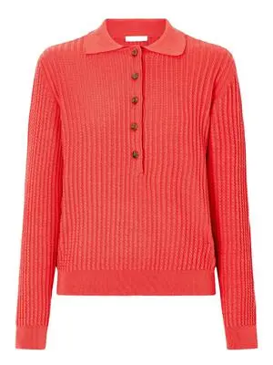 BLAZÉ MILANO Cable Knit Polo Collar Sweater - Red