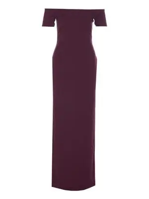 Solace Off-shoulder Maxi Dress With Slit Detail - Red