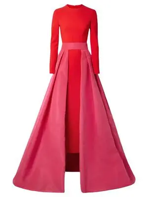CAROLINA HERRERA Carolina Herrera Convertible Color-Blocked Silk Satin Gown