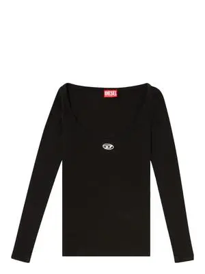 DIESEL® Diesel Oval-D Long Sleeved Ribbed Top Black