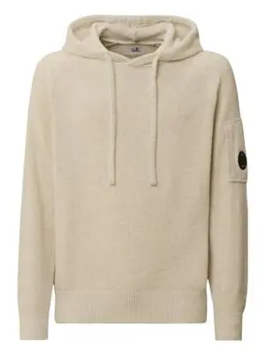 C.P. COMPANY Fleece Knit Hooded Sweater - Light Yellow