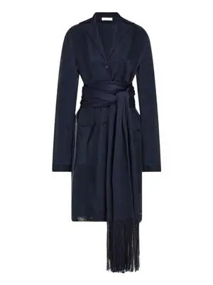 FERRAGAMO Long Sleeve Jersey Duster - Navy Blue