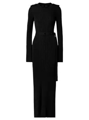 Proenza Schouler Lauryn" Belted Ribbed-knit Dress - Black