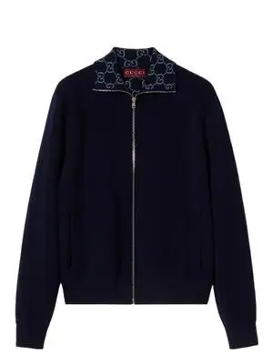 Gucci Knit Double Wool Zip Jacket - Blue
