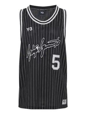 Y3 Sleeveless Striped Basketball Tank Top - Black