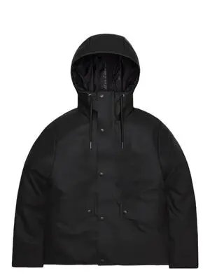 Rains Snap-button Hooded Padded Jacket - Black